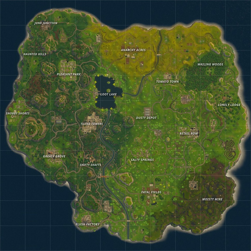 Fortnite Battle Royal Season 2 Map Poster/Print 8.5 X 11