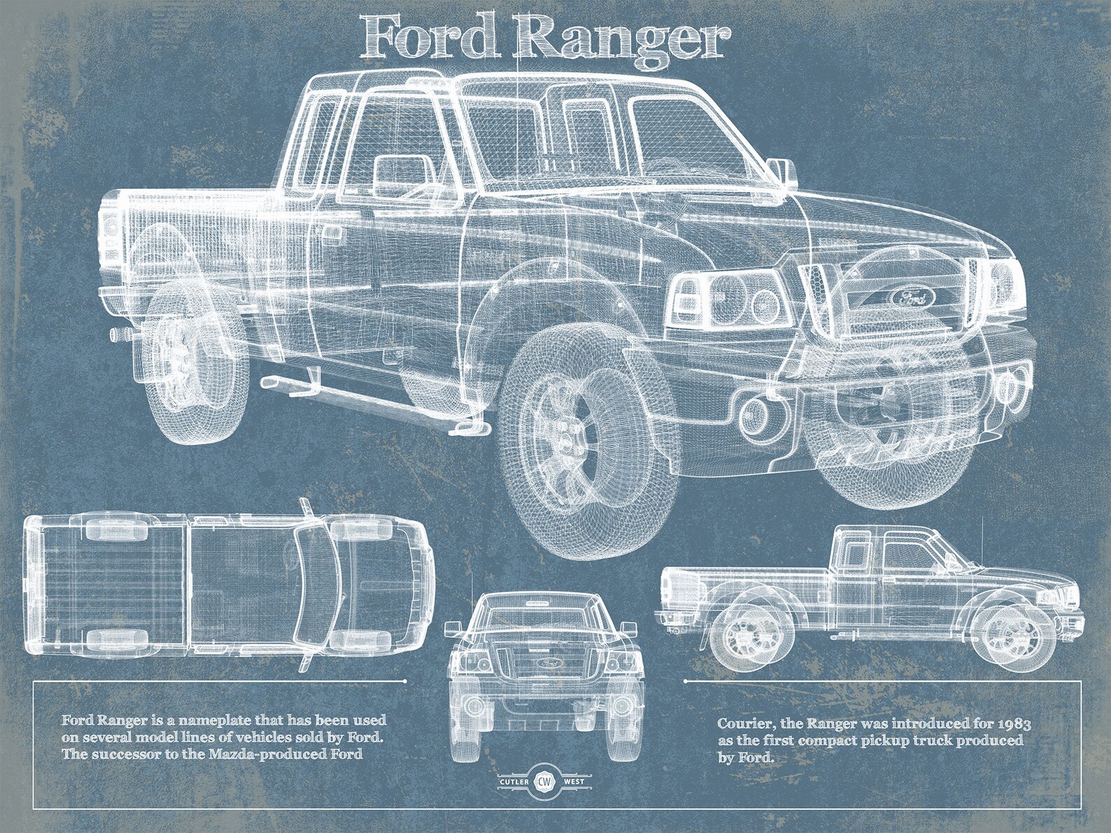 Ford Ranger Blueprint Vintage Auto Print | Etsy