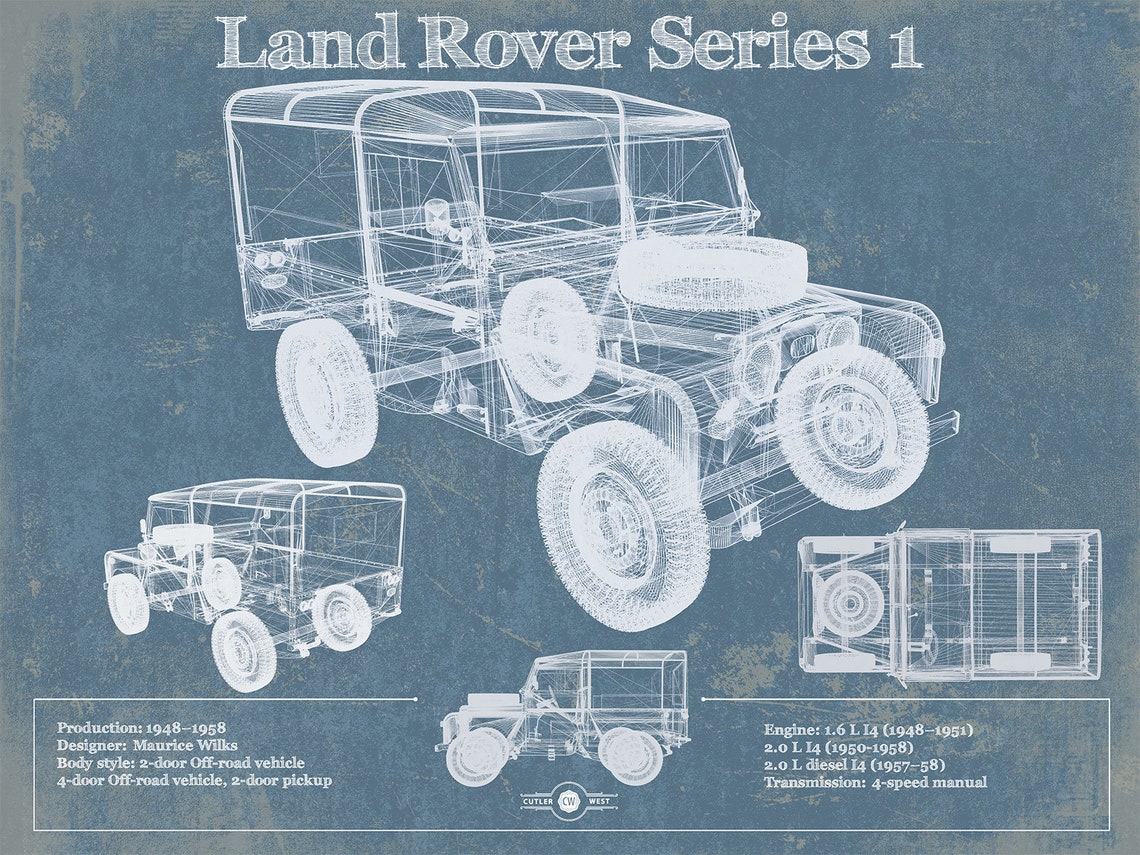 Land Rover Series 1 Blueprint Vintage Auto Patent Print | Etsy