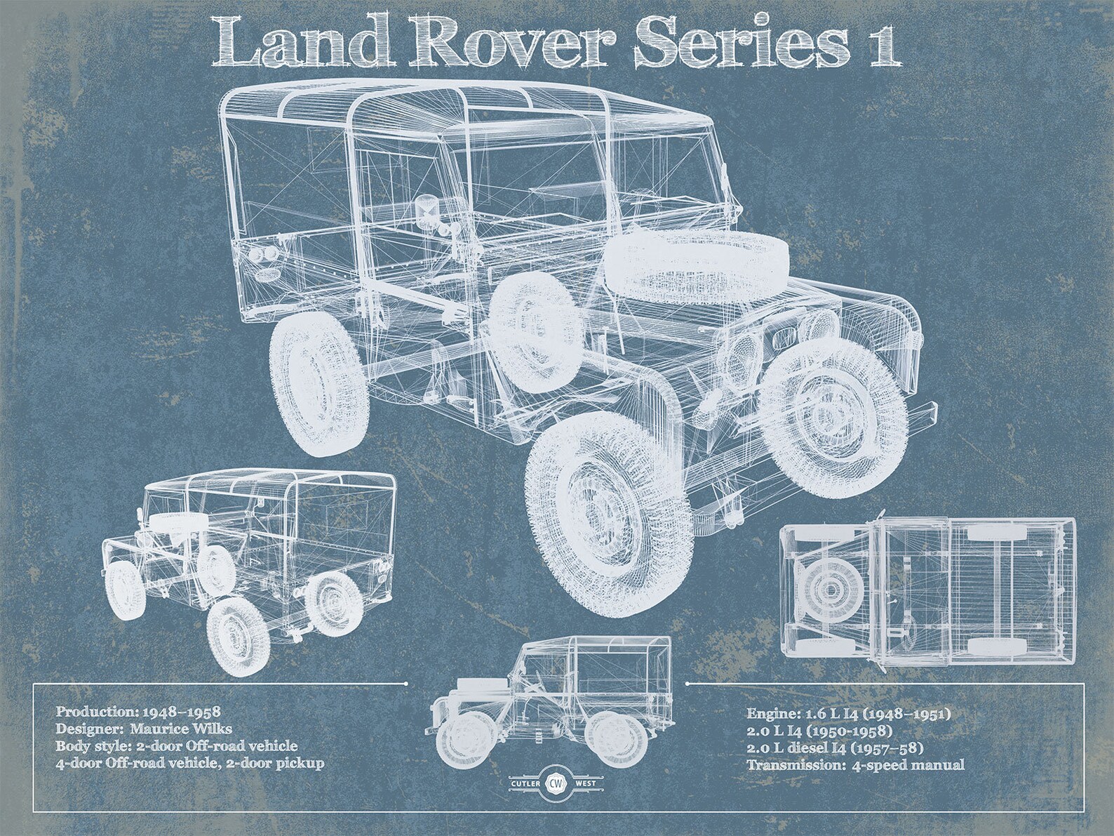 Land Rover Series 1 Blueprint Vintage Auto Patent Print | Etsy