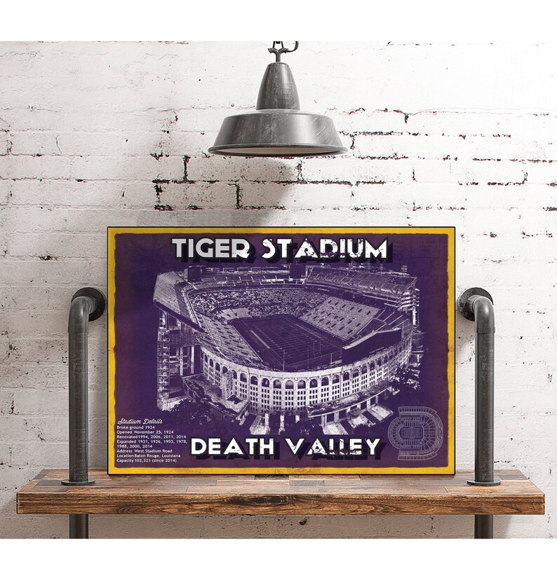 Tiger Stadium Art LSU Tigers Vintage Stadium & Blueprint Art | Etsy