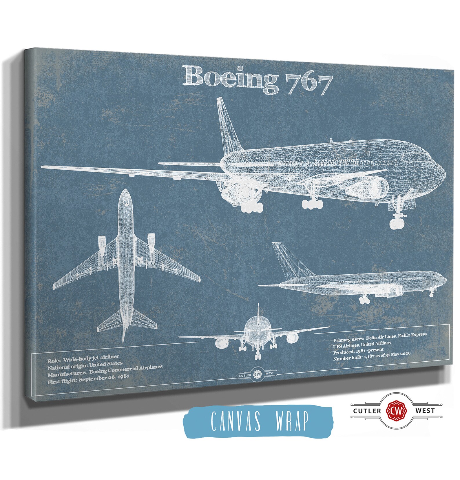 Boeing 767 Vintage Aviation Blueprint Print Custom Pilot | Etsy