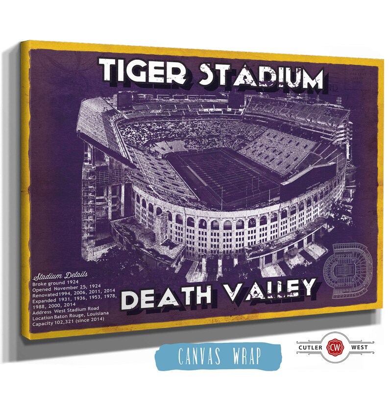 Tiger Stadium Art LSU Tigers Vintage Stadium & Blueprint Art | Etsy