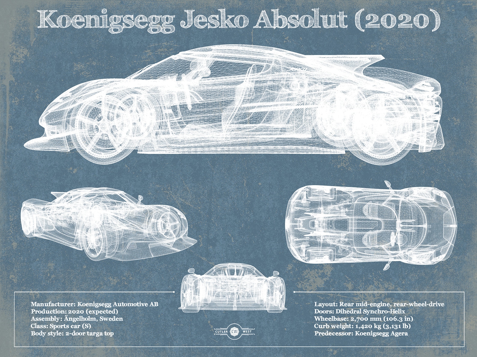 Koenigsegg Jesko Absolut 2020 Blueprint Patent Race Car | Etsy