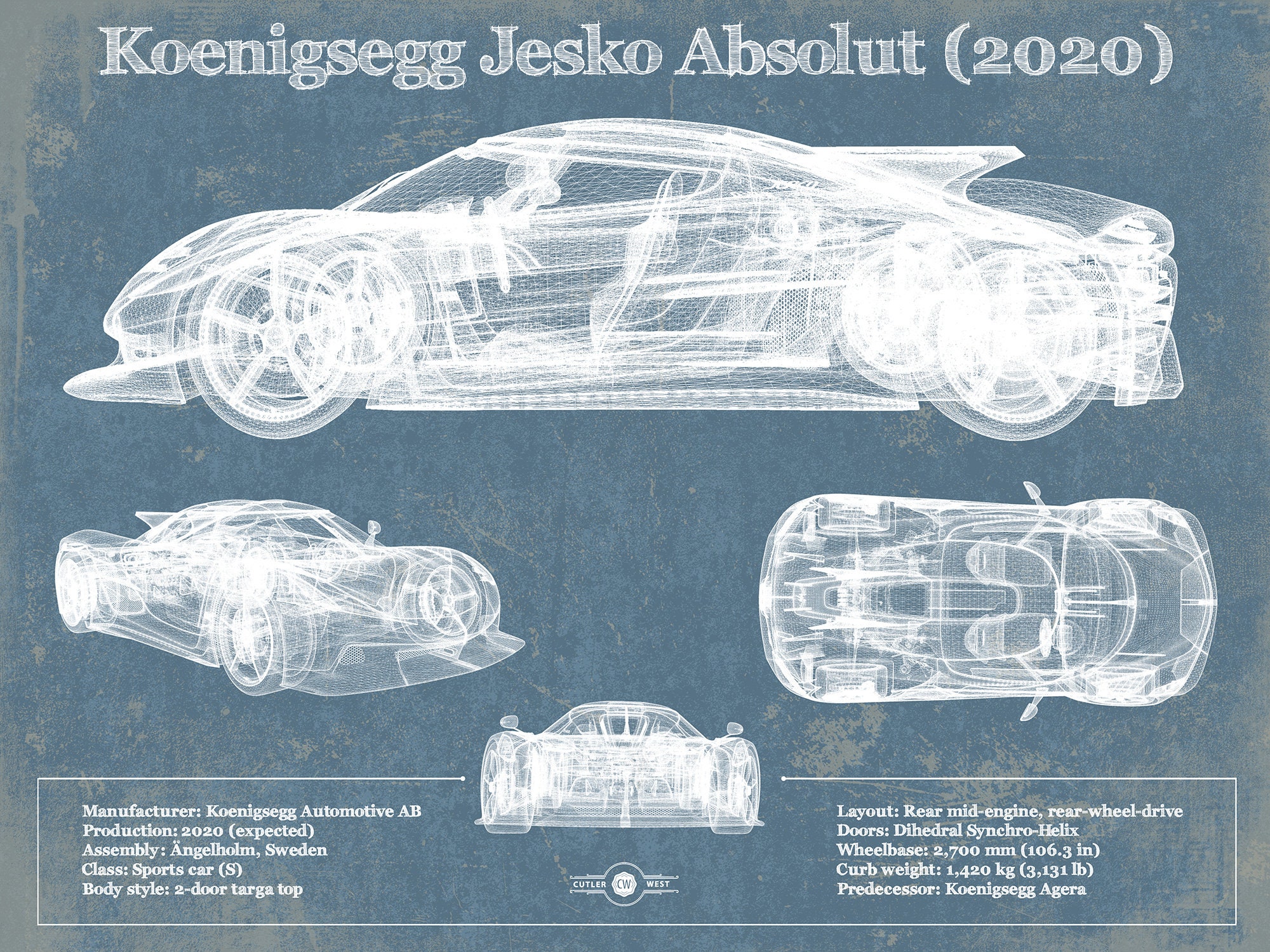 Koenigsegg Jesko Absolut 2020 Blueprint Patent Race Car Etsy