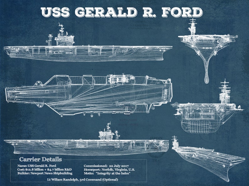 USS Gerald R. Ford CVN-78 Aircraft Carrier Blueprint | Etsy