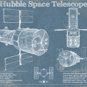 Hubble Telescope Blueprint Wall Art | Etsy