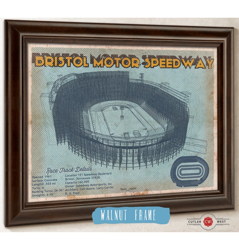 Bristol Speedway Blueprint NASCAR Race Track Print | Etsy