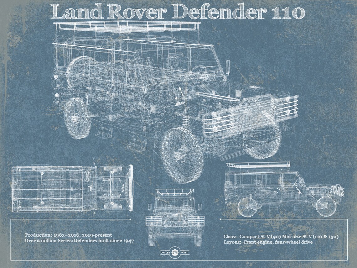 Land Rover Defender 110 Blueprint Vintage Auto Patent Print | Etsy