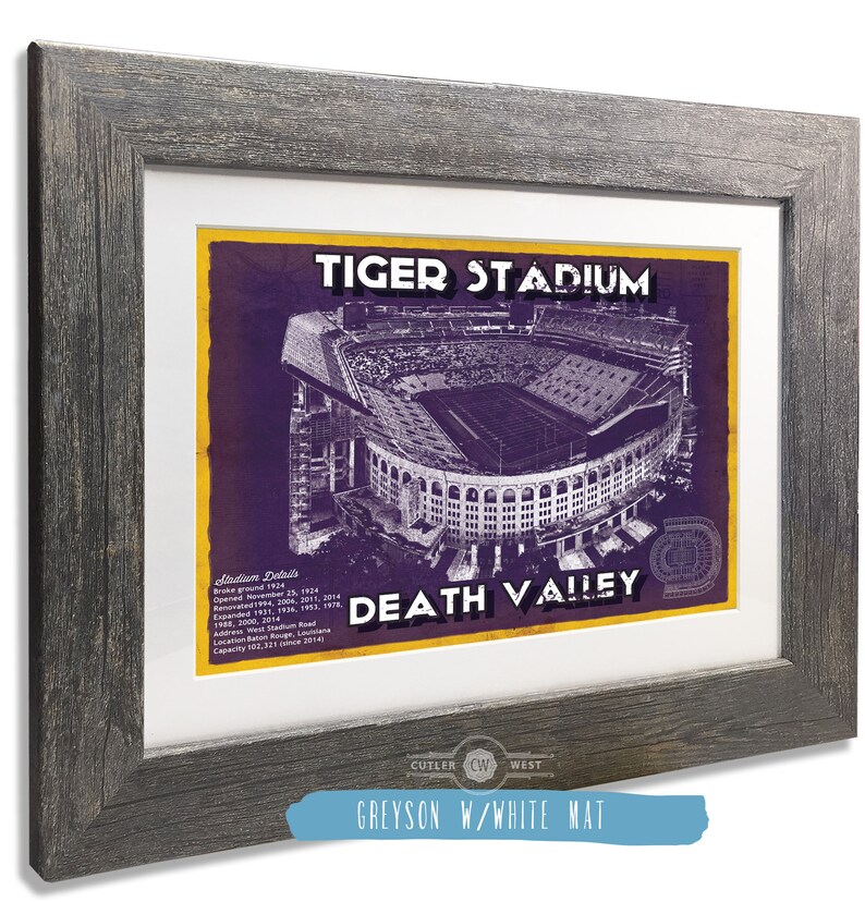 Tiger Stadium Art LSU Tigers Vintage Stadium & Blueprint Art | Etsy