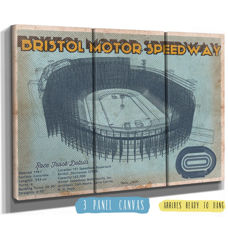 Bristol Speedway Blueprint NASCAR Race Track Print | Etsy