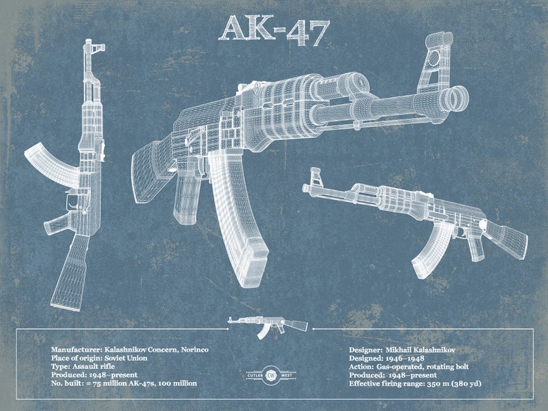 AK-47 Blueprint Vintage Gun Print | Etsy