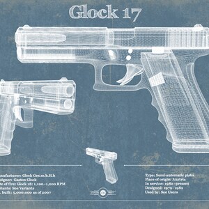 Glock 17 Blueprint Vintage Gun Print | Etsy