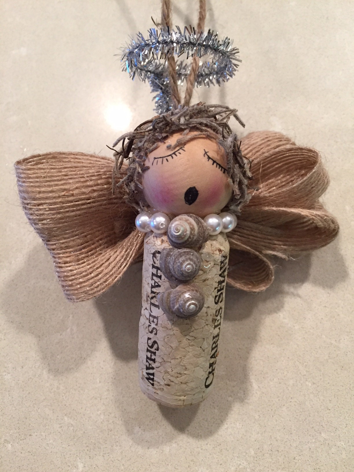 Beachy Wine Cork Angel - Etsy