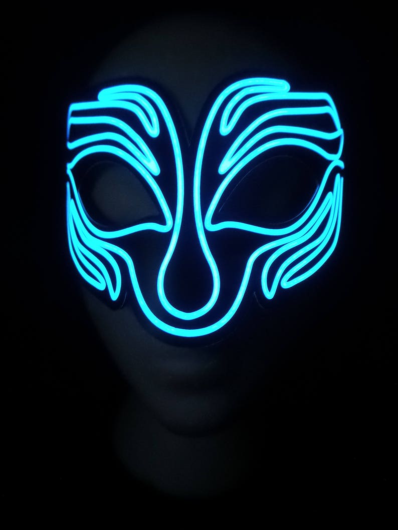 Blue Masquerade 2 LED Light Up Rave Mask for DJ Edc Ultra | Etsy