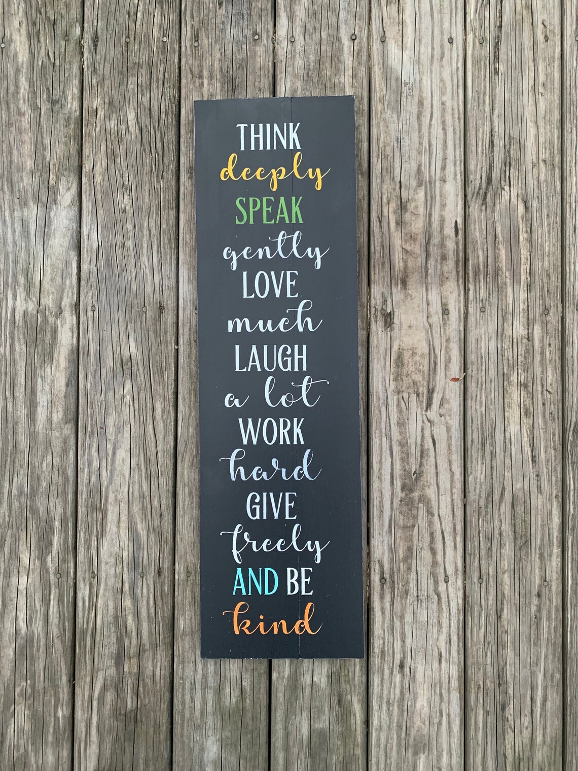 Think Deeply Speak Gently Love Much Laugh a Lot Wood Sign - Etsy