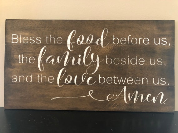 Rustic sign 'bless the food before us the family beside | Etsy