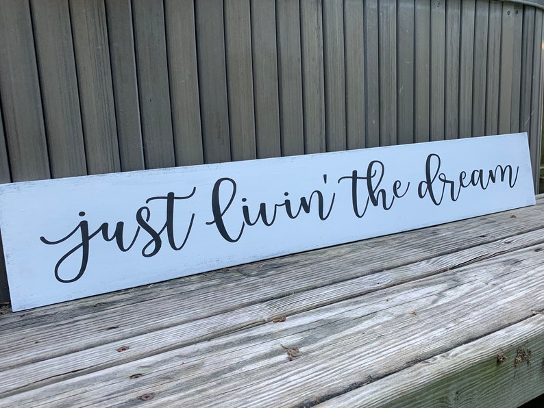Just Livin the Dream Wood Sign Cottage Decor Lake House - Etsy