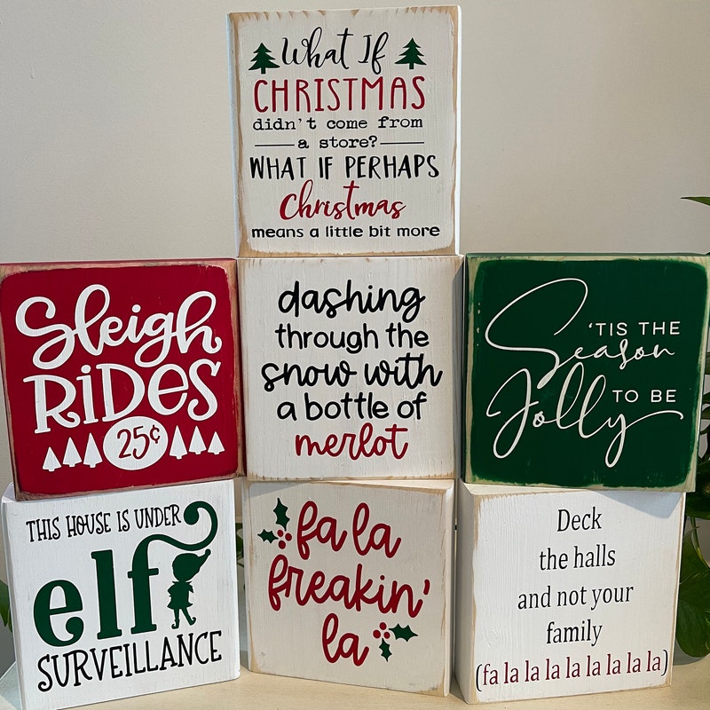 Christmas Wood Block Sign - Etsy