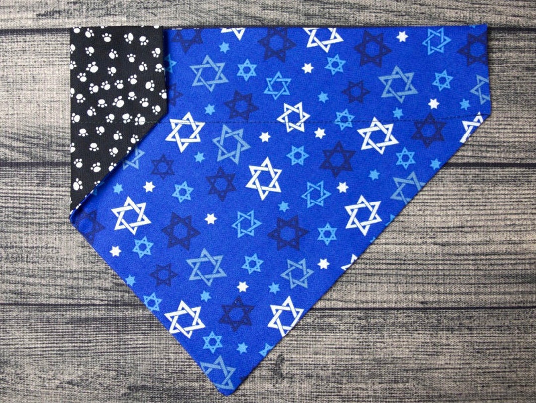 Hanukkah Dog Bandana-Over the Collar-Jewish Star w/ Paws Jewish Holiday ...