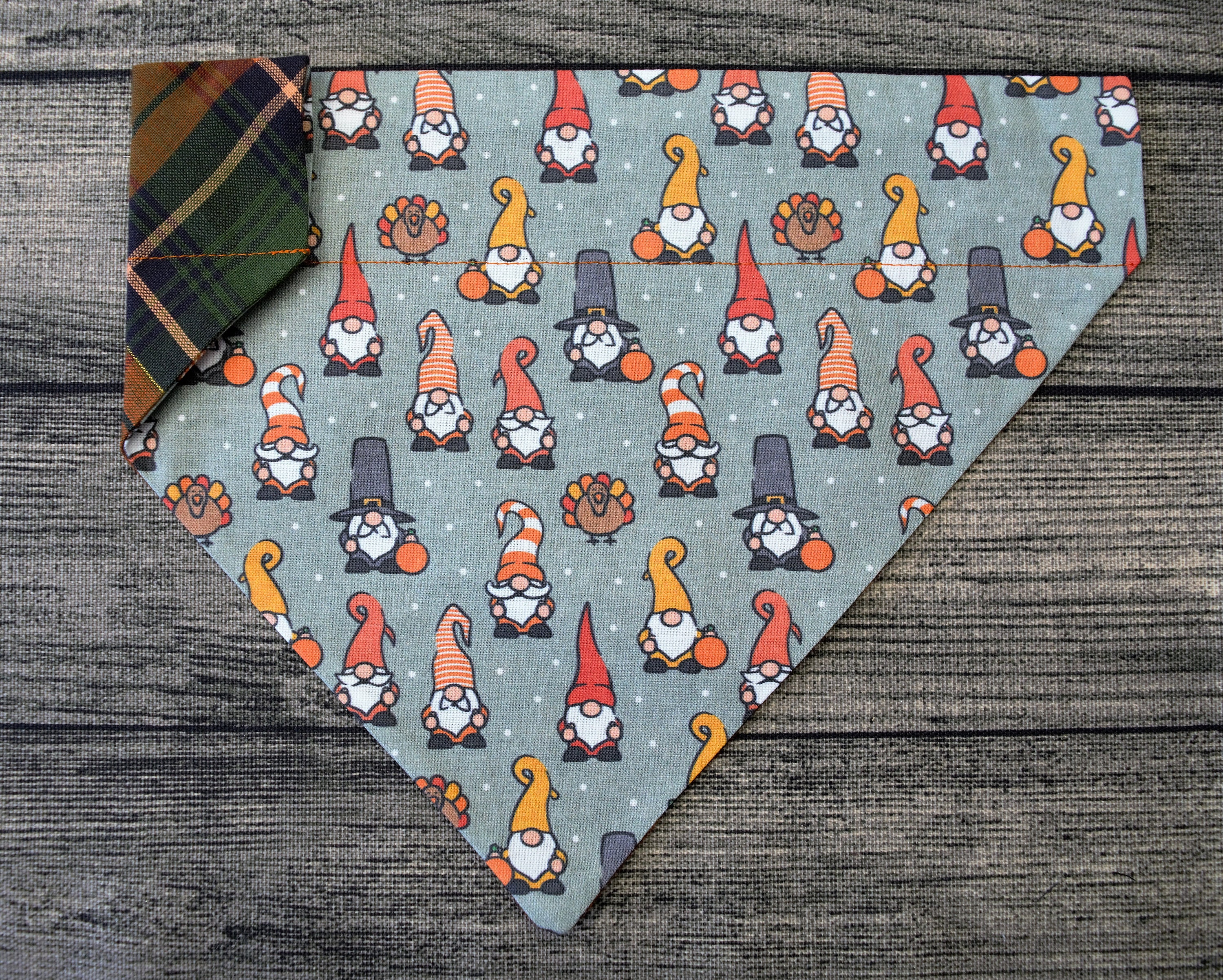 Thanksgiving Dog Bandana-over the Collar turkey Gnome W/plaid - Etsy