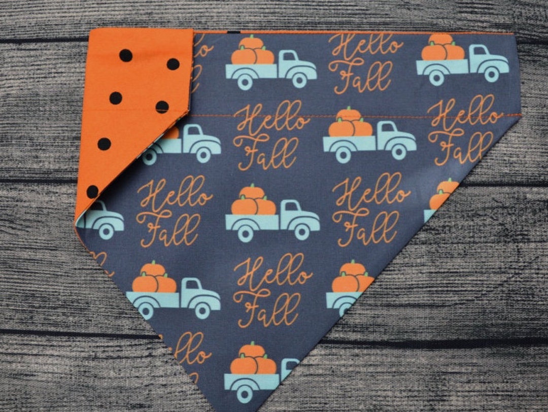 Fall Dog Bandana-over the Collar- Hello Fall Vintage Truck - Pumpkin ...
