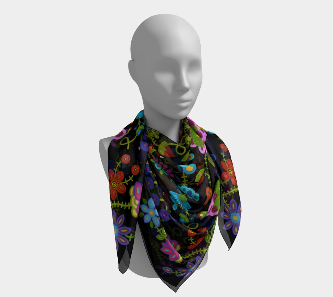 Metis Scarf Art Clothing Designed by Artist Flower Scarf - Etsy Canada