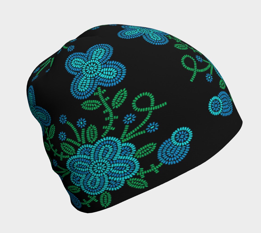 Blue Hat, Healing Gift, Floral Headwear, Beanie Hat, Get Soon Gift ...