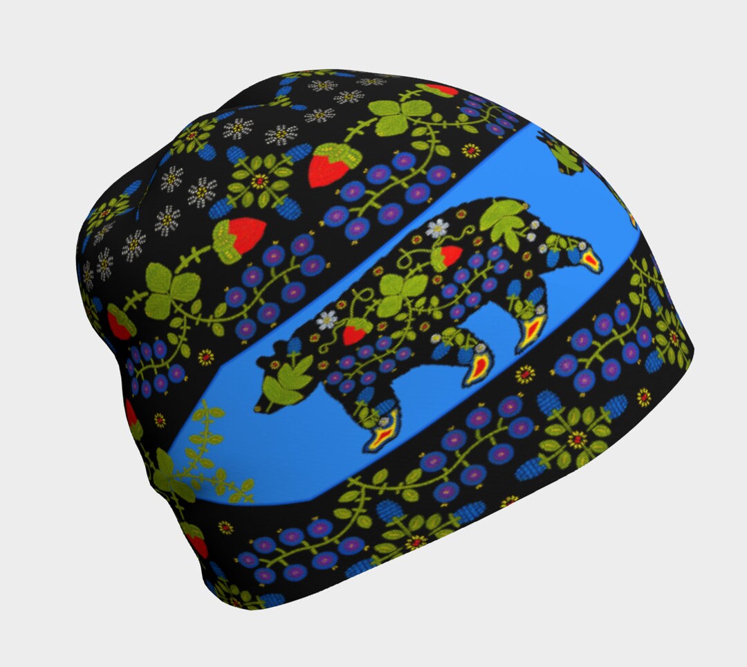 Bear Beanie, Spirit Animal Beanie, Hat for All Ages, Metis Beadwork ...