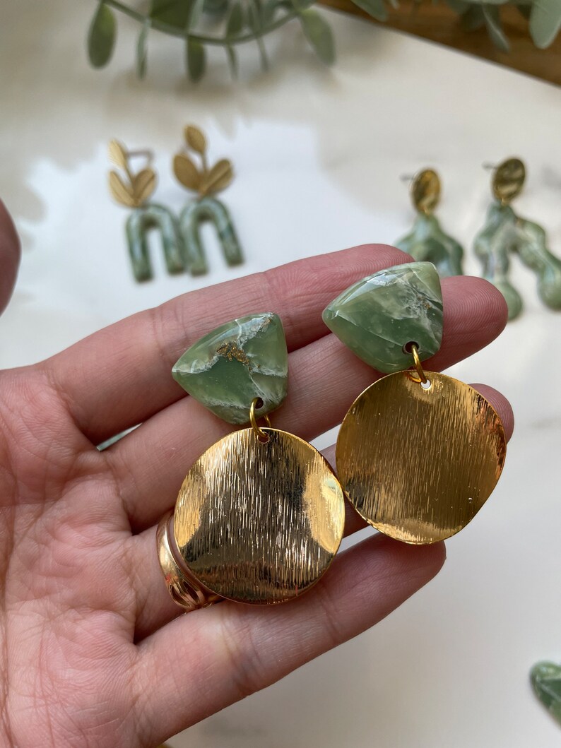 The SHINY JADE Collection Polymer Clay Earrings Dangle - Etsy