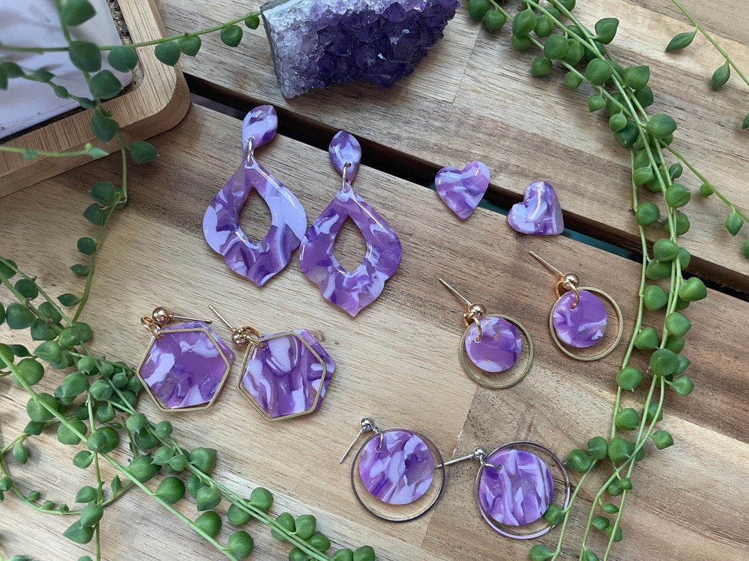 The SHINY AMETHYST Collection Polymer Clay Earrings dangle / Brass ...