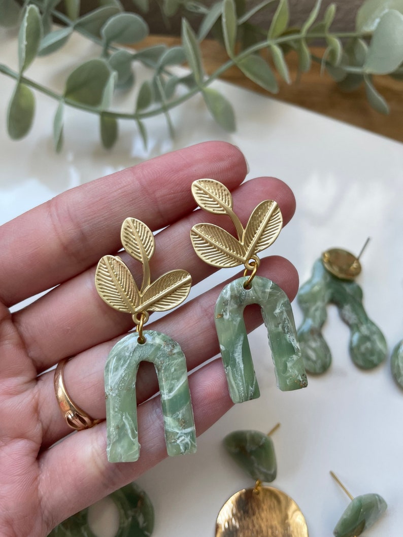 The SHINY JADE Collection Polymer Clay Earrings Dangle - Etsy