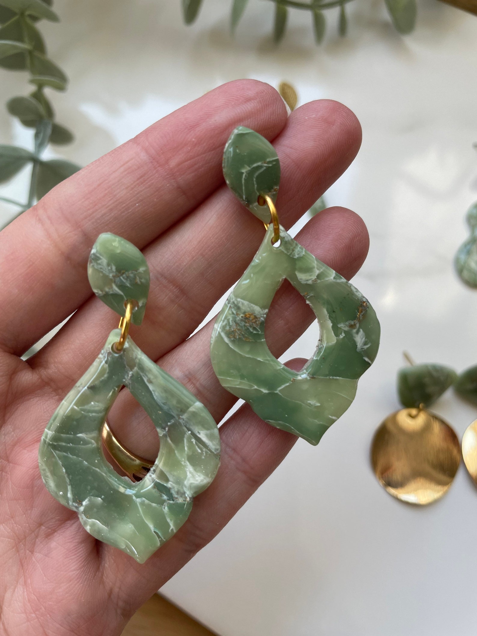 The SHINY JADE Collection Polymer Clay Earrings Dangle - Etsy