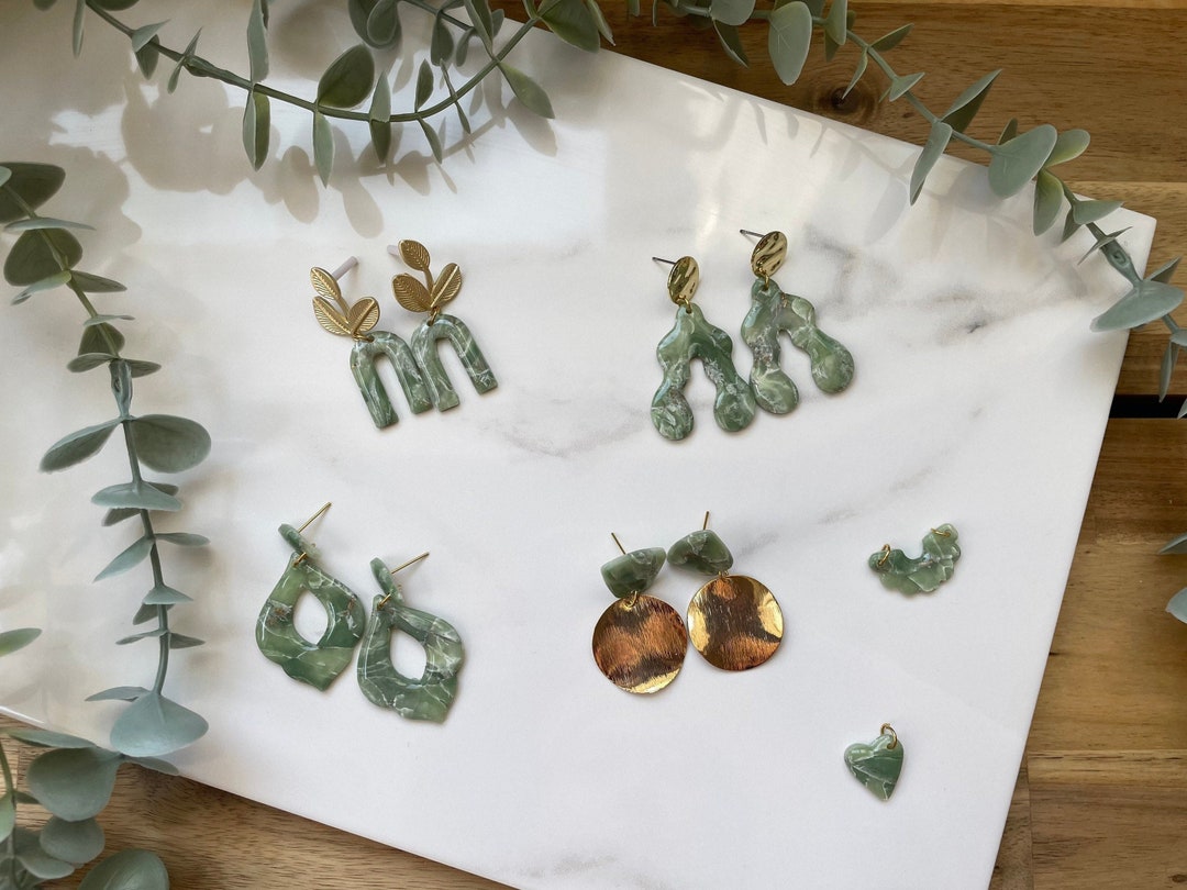 The SHINY JADE Collection Polymer Clay Earrings Dangle - Etsy