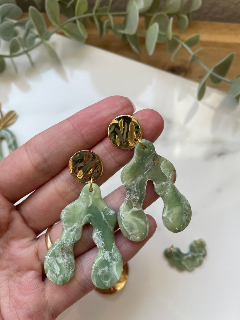 The SHINY JADE Collection Polymer Clay Earrings Dangle - Etsy