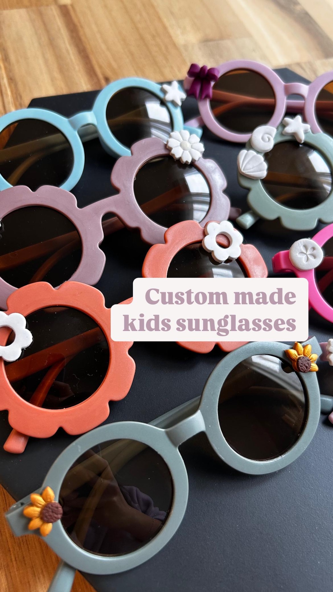 Custom Made Kids Sunnies - Decorated With Polymer Clay Flowers, Shells ...