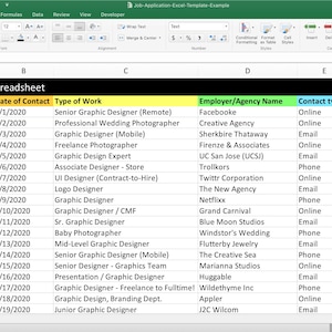 Colorful Job Application Tracker Excel Template | Job Application ...