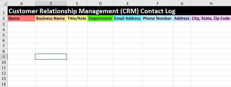 Colorful Contact Log Excel Template / Instant Digital Download! / Track ...