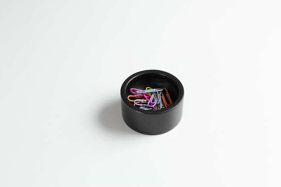 Small Black Paper Clip Holder Round Paper Clip Cup Wooden - Etsy