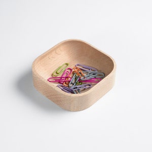 Wooden Paper Clip Holder, Small Desk Tray, Paper Clip Cup, Beech ...