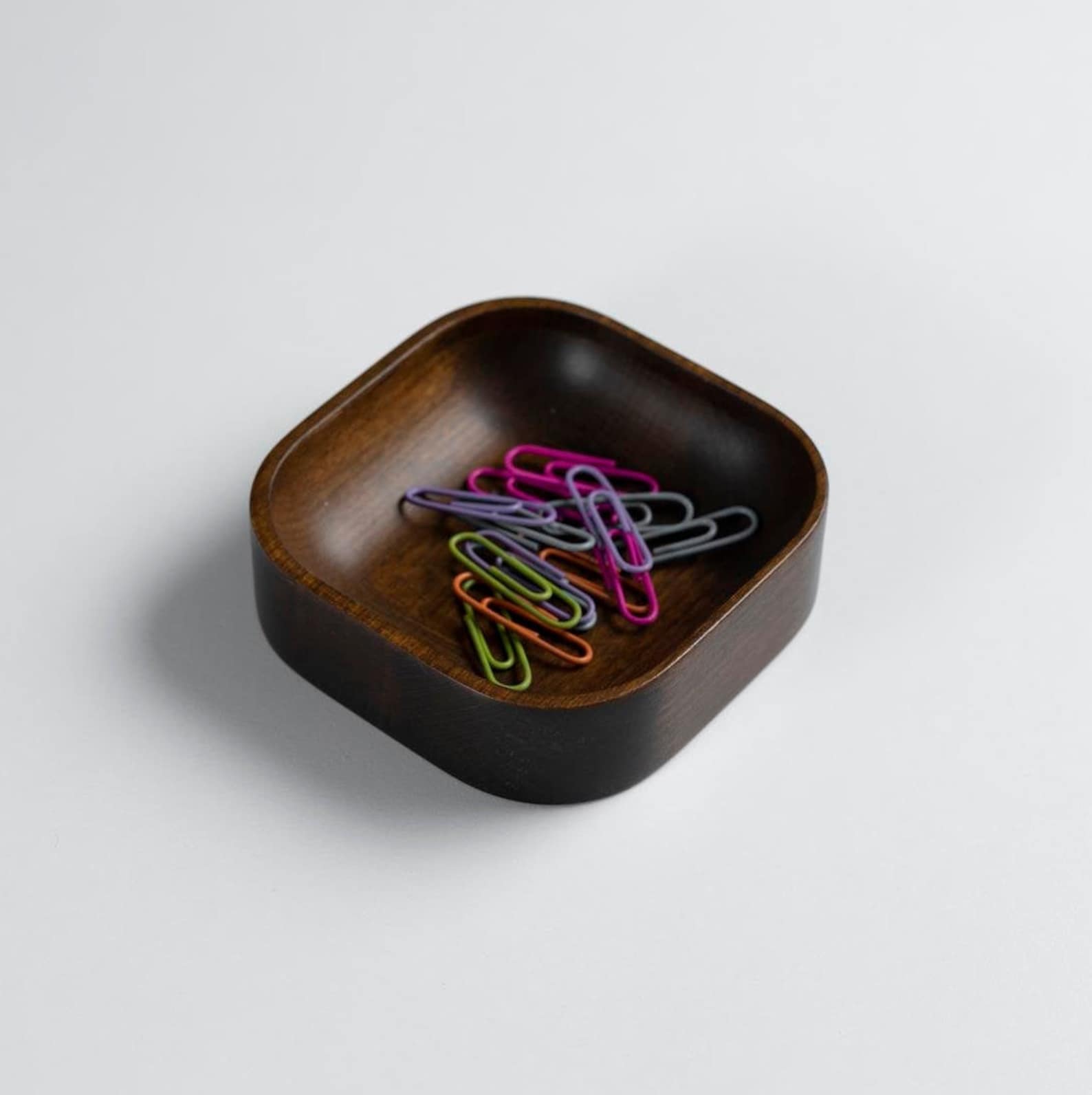 Wooden Paper Clip Holder, Small Desk Tray, Paper Clip Cup, Beech ...