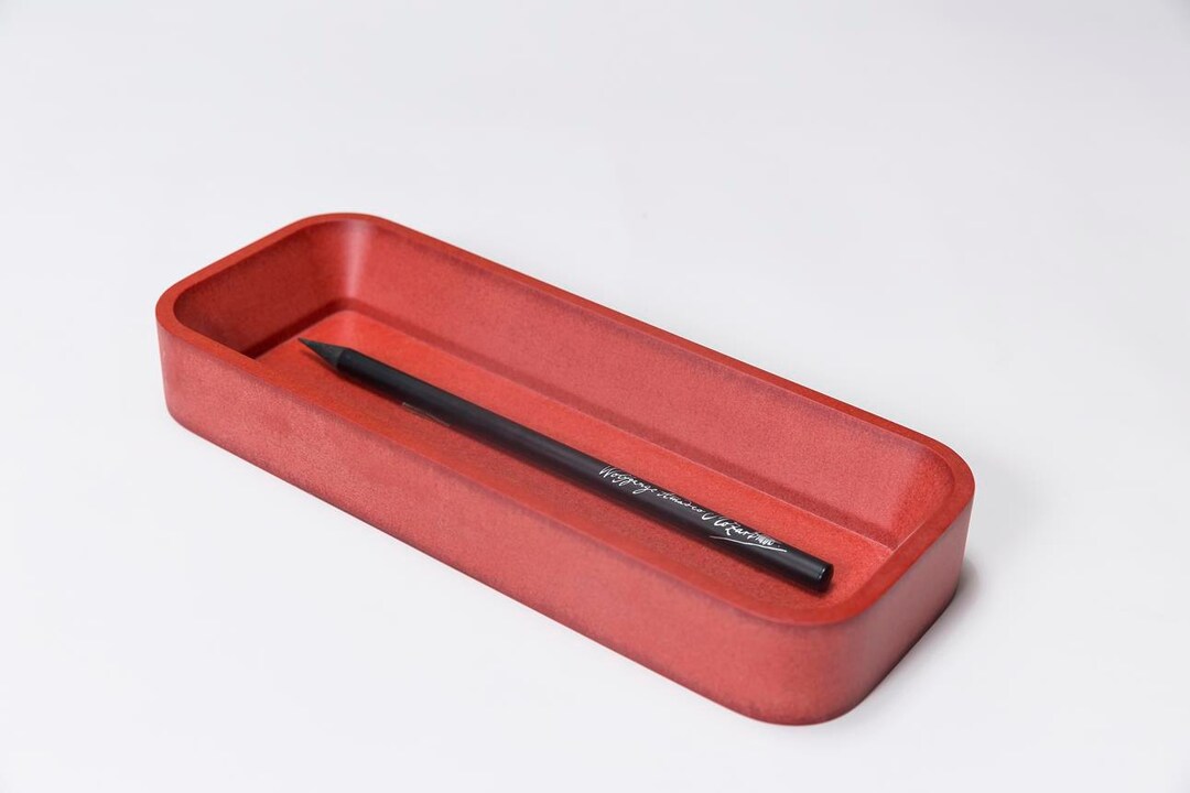Red Pencil Holder, Red Desk Decor, Desktop Organizer, Red Office ...