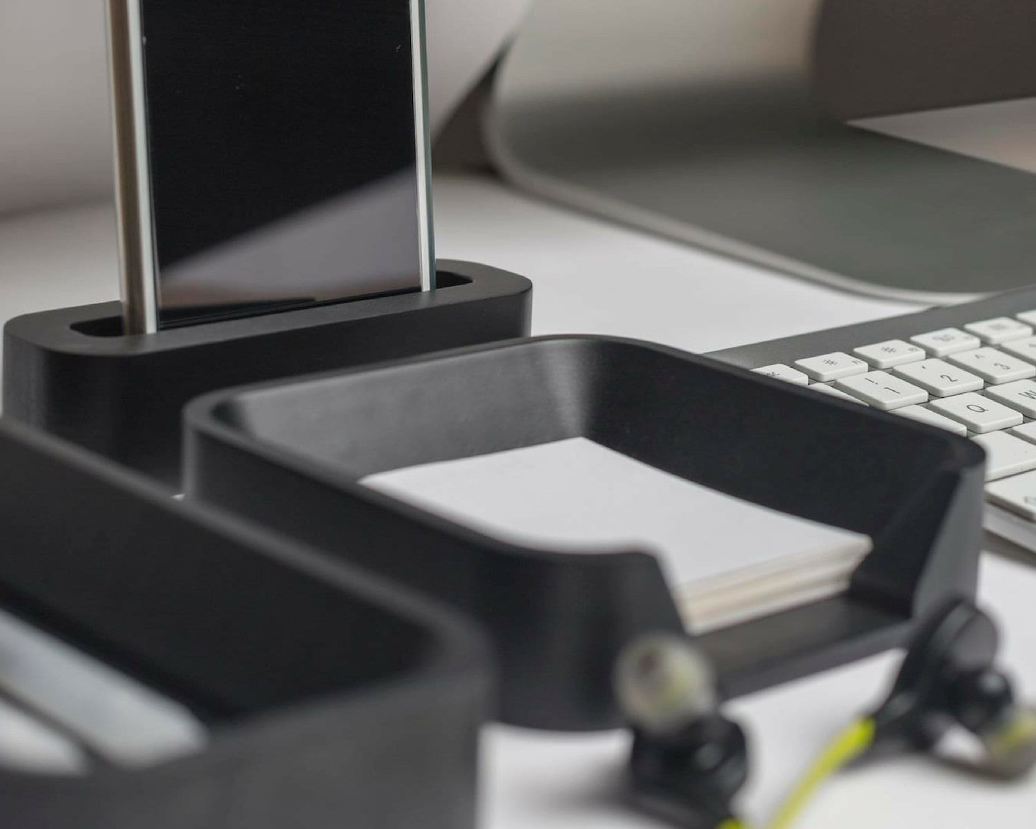 Desk Organizer Set Black Wooden Desktop Organiser Modern - Etsy