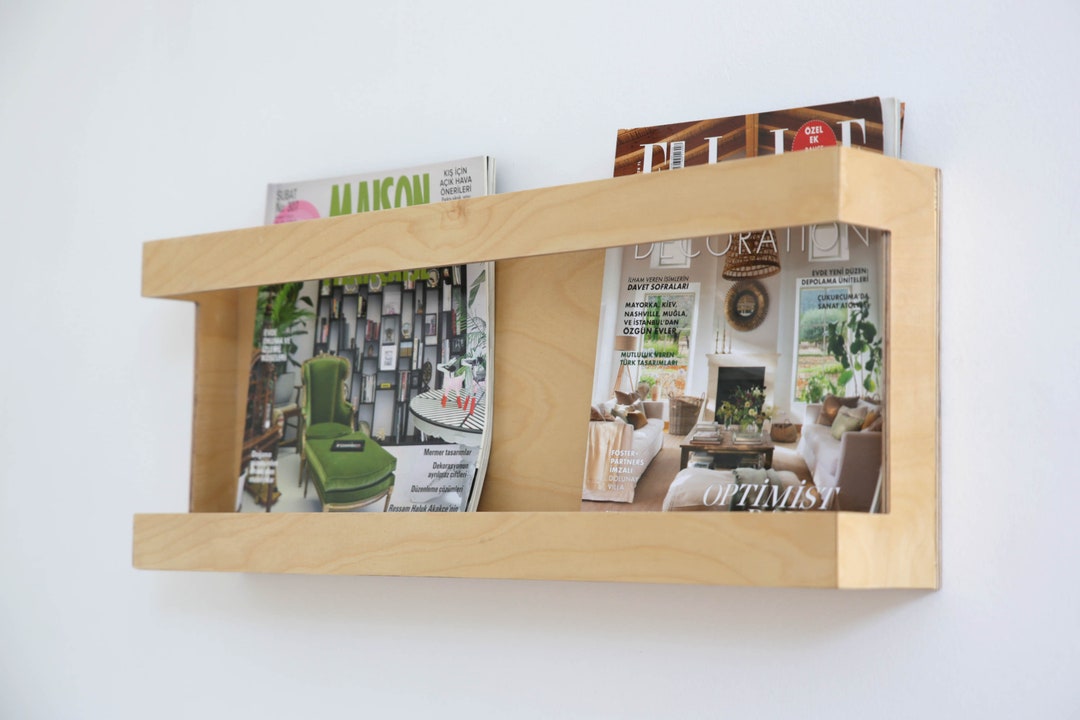 Wall Mount Magazine Rack,iulia Small Wooden Book Shelf,modern Viynl ...