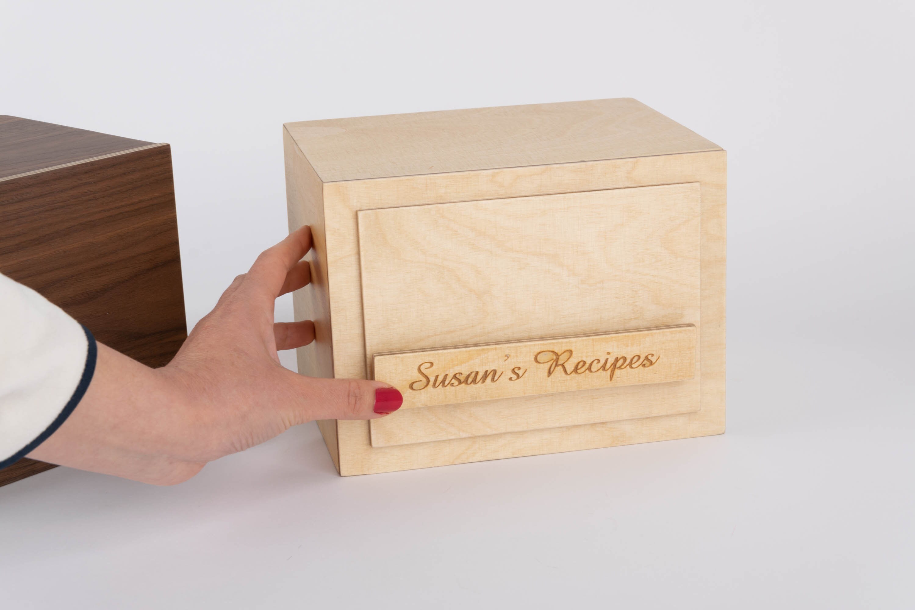 Wooden Recipe Card Box , Luxury and Modern Recipe Box, Birch or Walnut ...