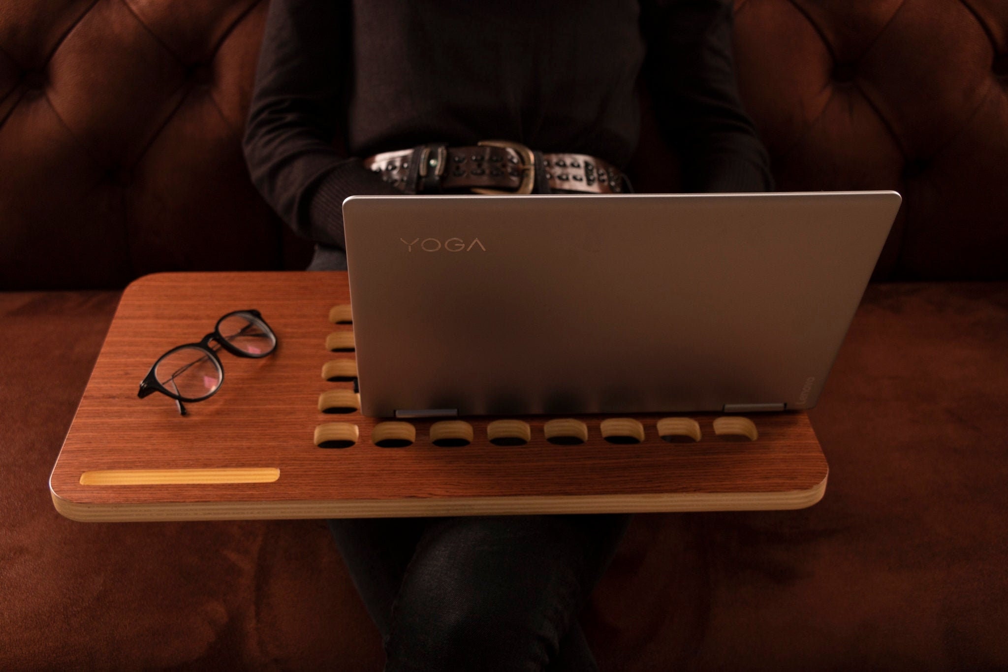 Wooden Lap Desk With Air Holes, Portable Lightweight Lap Tray for Couch ...