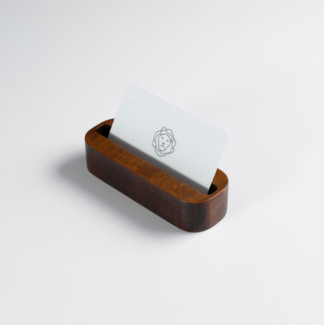 Natural Beechwood Business Card Holder |desktop Card Display |stained ...