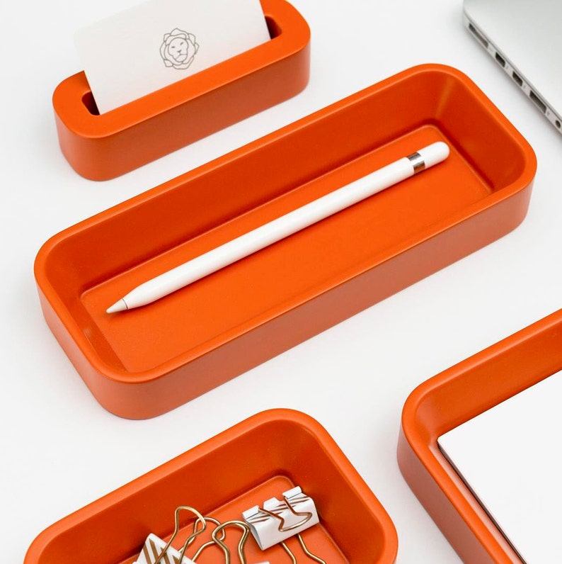 Orange Pen Holder, Orange Desk Accessories, Home Office Decor, Small ...