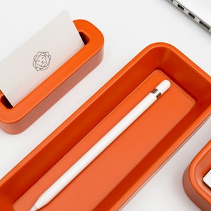 Orange Desk Accessories, Office Desk Tidy, Orange Office Decor, Home ...