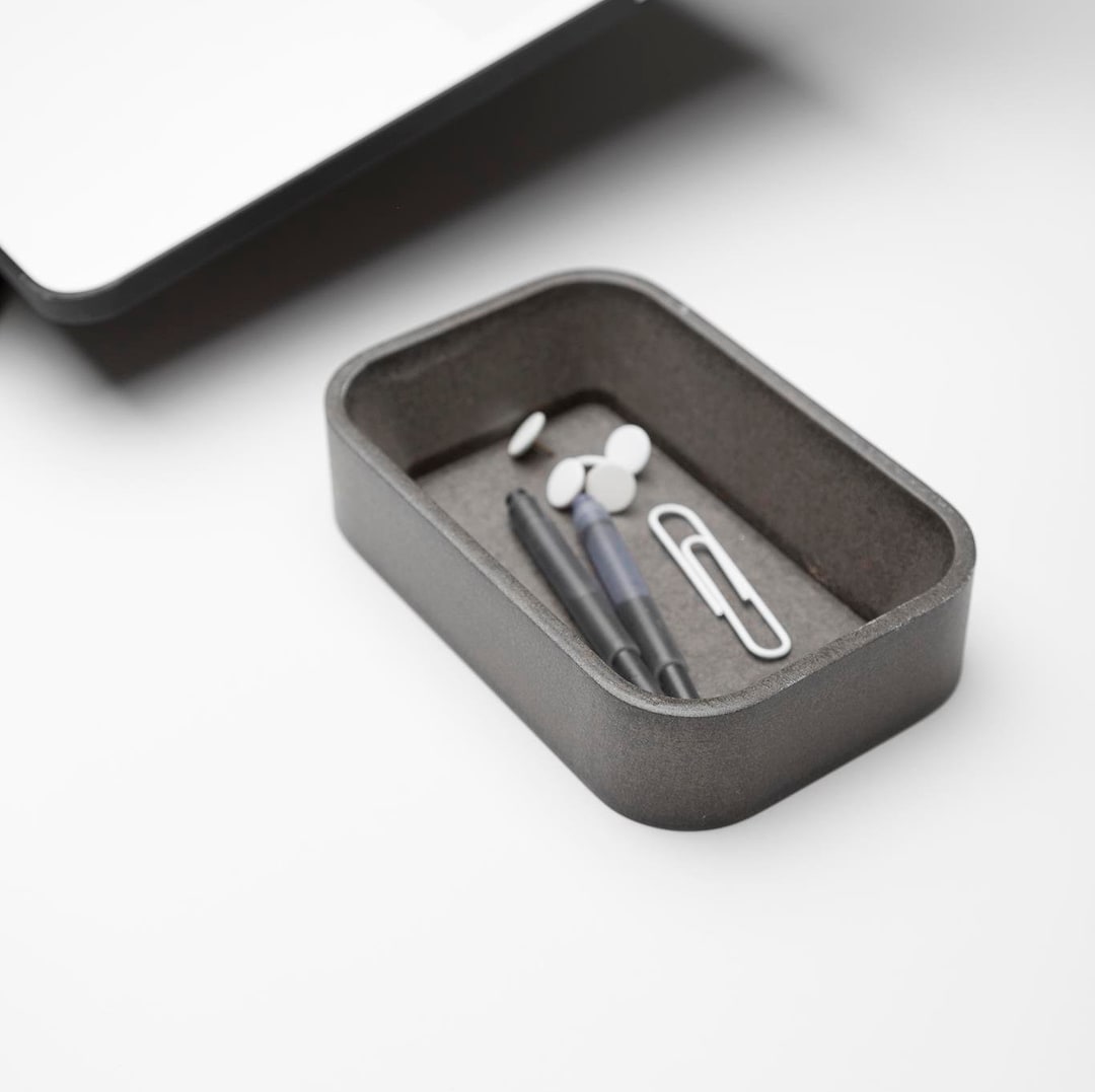 Grey Wood Paper Clip Holder, Wood Paper Clip Cup, Wooden Paper Clip ...